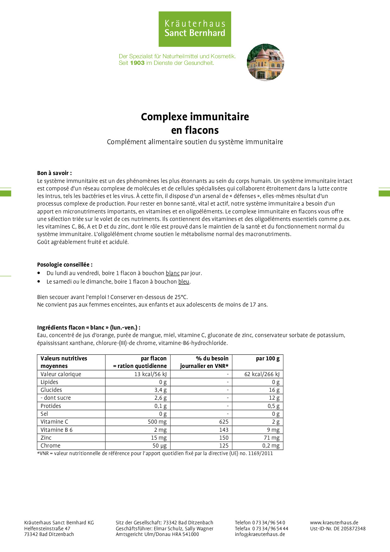 Complexe immunitaire en flacons » Commander en ligne dès à présent